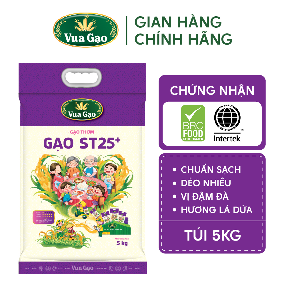 Gạo ST25+ Vua Gạo Túi 5kg – Chính Hãng Gạo Thơm Ngon, Dẻo Nhiều, Vị Đậm ...