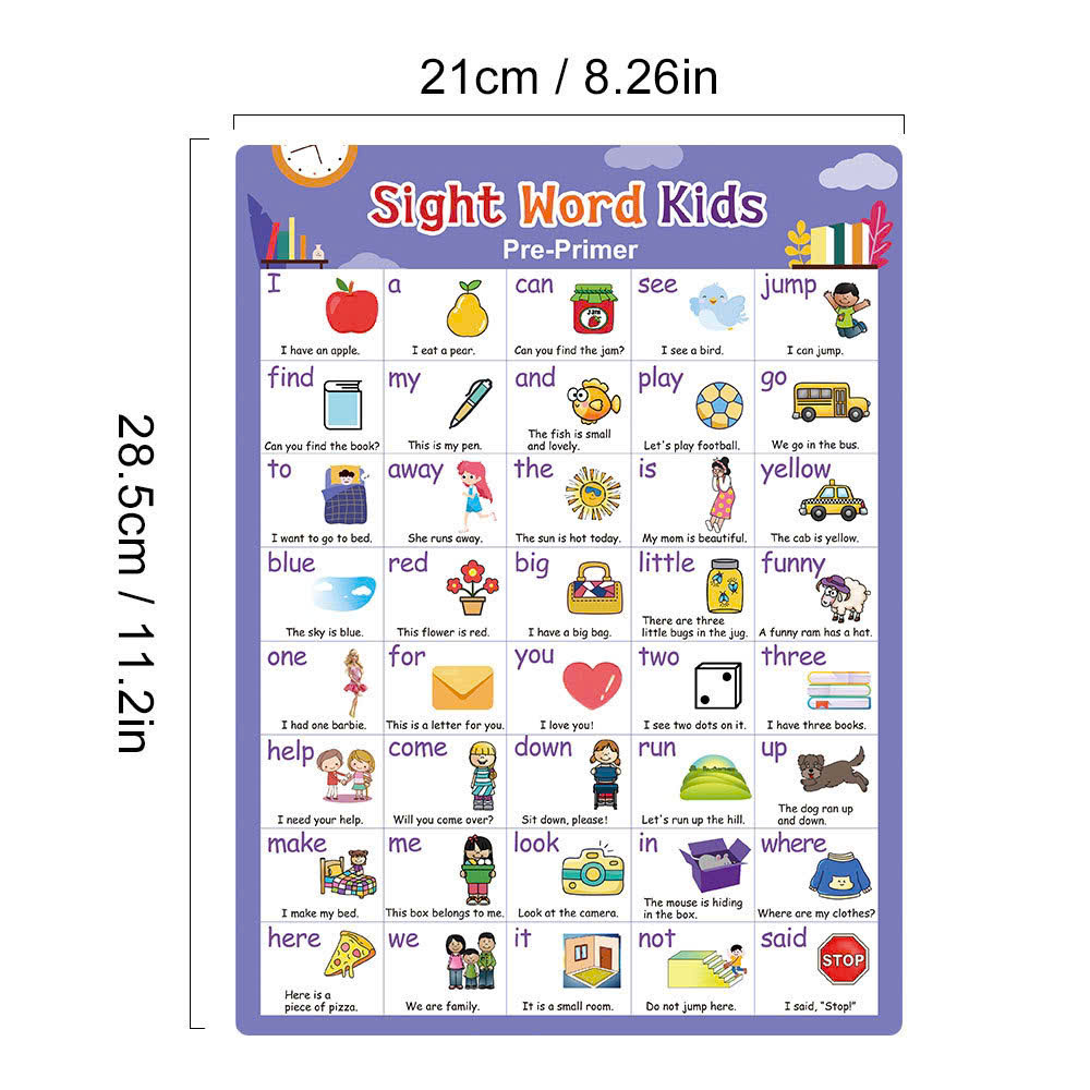 Trọn bộ 5 poster sight words kids 220 từ + file nghe mp3 | Shopee Việt Nam