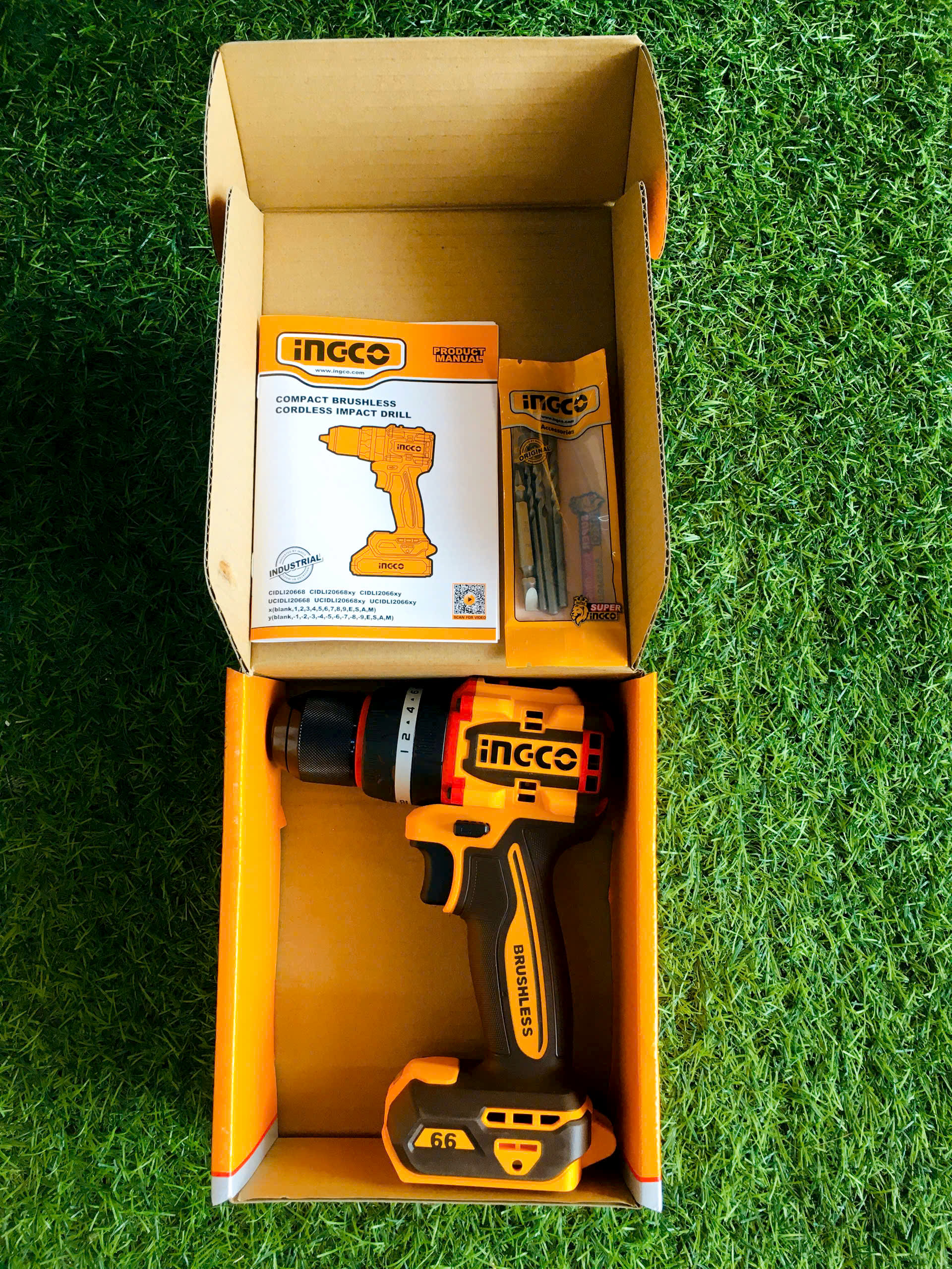 Máy khoan pin ingco 20V có búa 3 chức năng motor không chổi than 66Nm ...