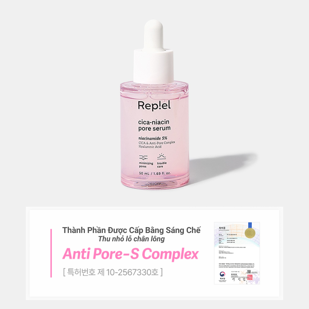 Tinh chất cấp ẩm, dưỡng sáng mờ thâm, thu nhỏ lỗ chân lông CICA-Niacin Pore Serum REPIEL 50ml ...