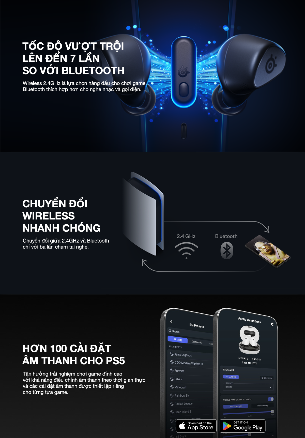 Tai nghe gaming không dây TWS SteelSeries Arctis GameBuds Pin 10 giờ ...