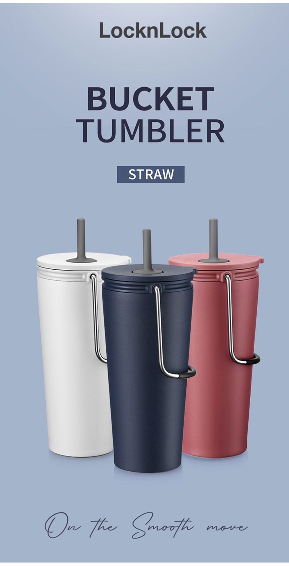Bình giữ nhiệt LocknLock 540ml có ống hút Bucket Tumbler W/Straw LHC4268 (3 màu) - K2Cmall ...