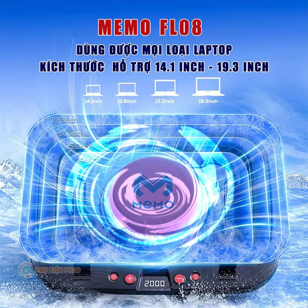 Quạt tản nhiệt laptop Memo FL08 tản khí nén turbo 2400RPM giảm nhiệt ...