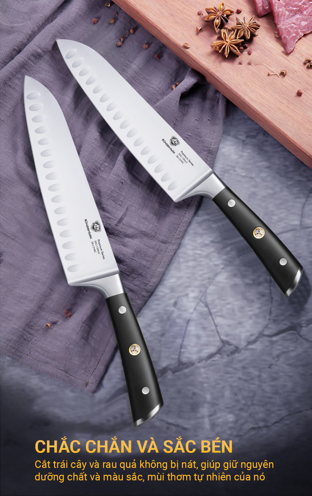 Bộ dao 3 món làm bếp cao cấp, thép không gỉ sắc bén tiện dụng- Kingshark Premium Series CB31 ...