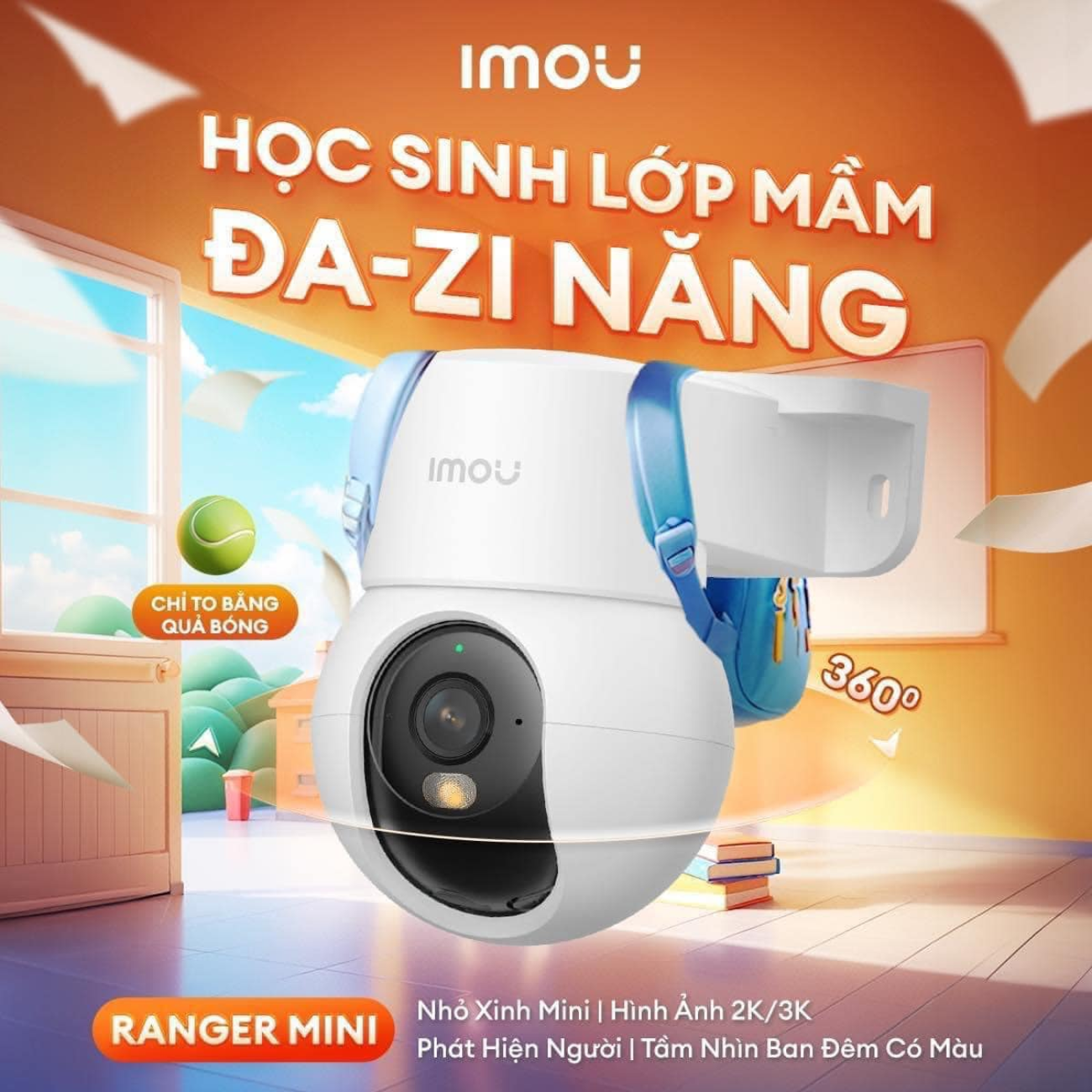 Camera Wifi iMOU Ranger Mini 5MP - K2MP, có màu đêm, loa mic đàm thoại ...