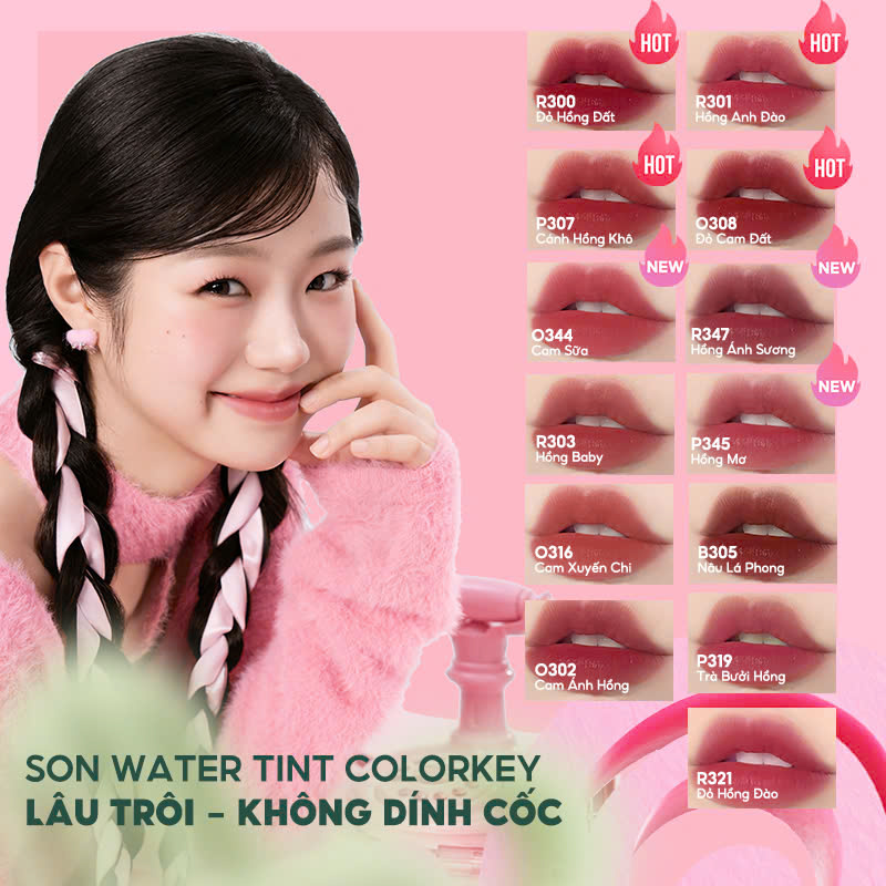 [LIVE] Son COLORKEY Watery Tint Không Dính Cốc Siêu Mịn Môi Nhiều Màu ...