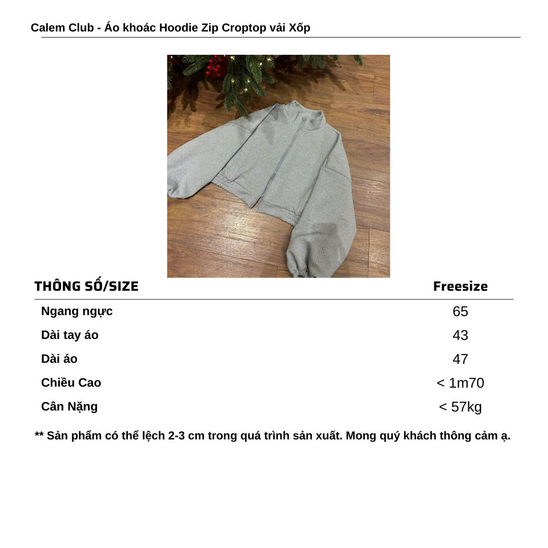 Áo khoác Hoodie Zip Croptop Calem.Club vải Xốp lót dù tay phồng áo ...