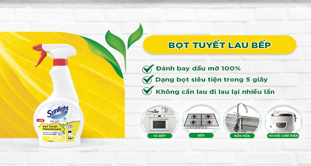 Combo 2 Bọt tuyết lau bếp Sunlight POWERFOAM - Đánh bay dầu mỡ 100% ...
