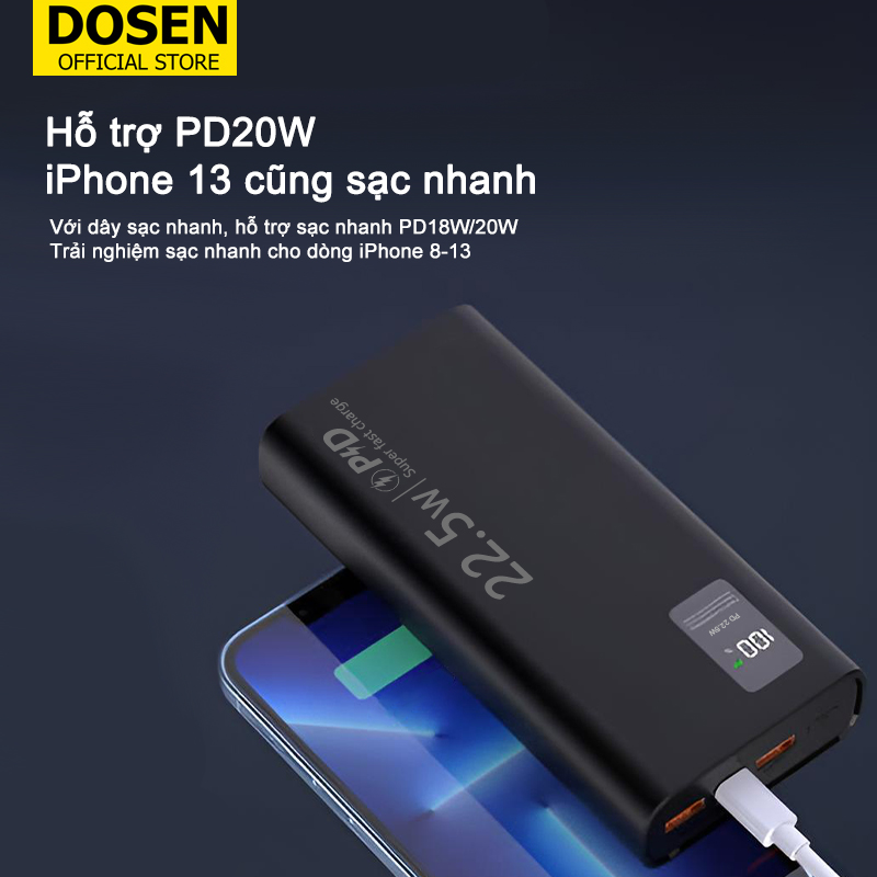 dosen pro sạc dự phòng pd22.5w 30000mah 12000mah 80000mah pin dự phòng màn hình Led tích hợp ...