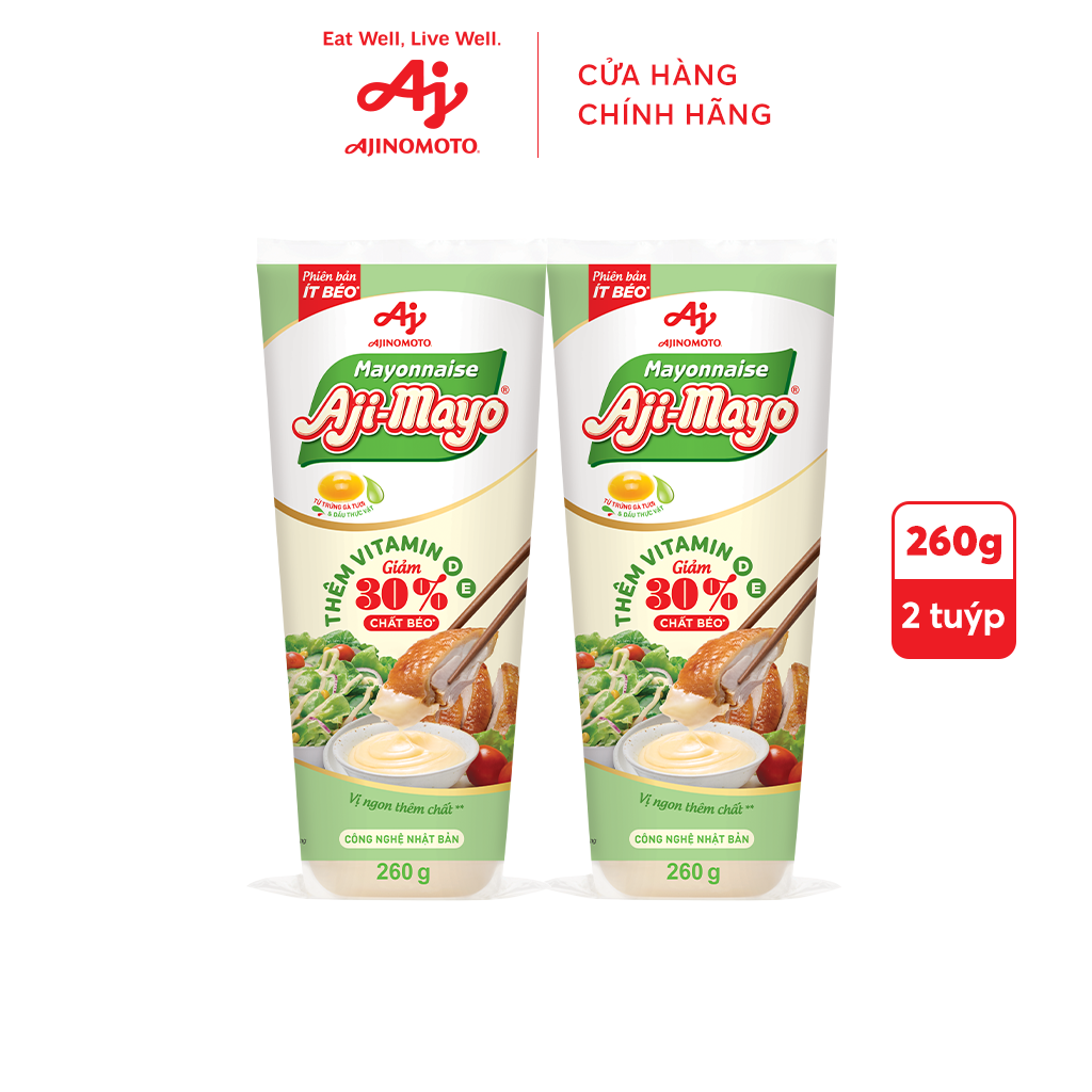 Combo 2 tuýp Xốt Mayonnaise Aji-mayo® giảm 30% chất béo 260g/ tuýp ...