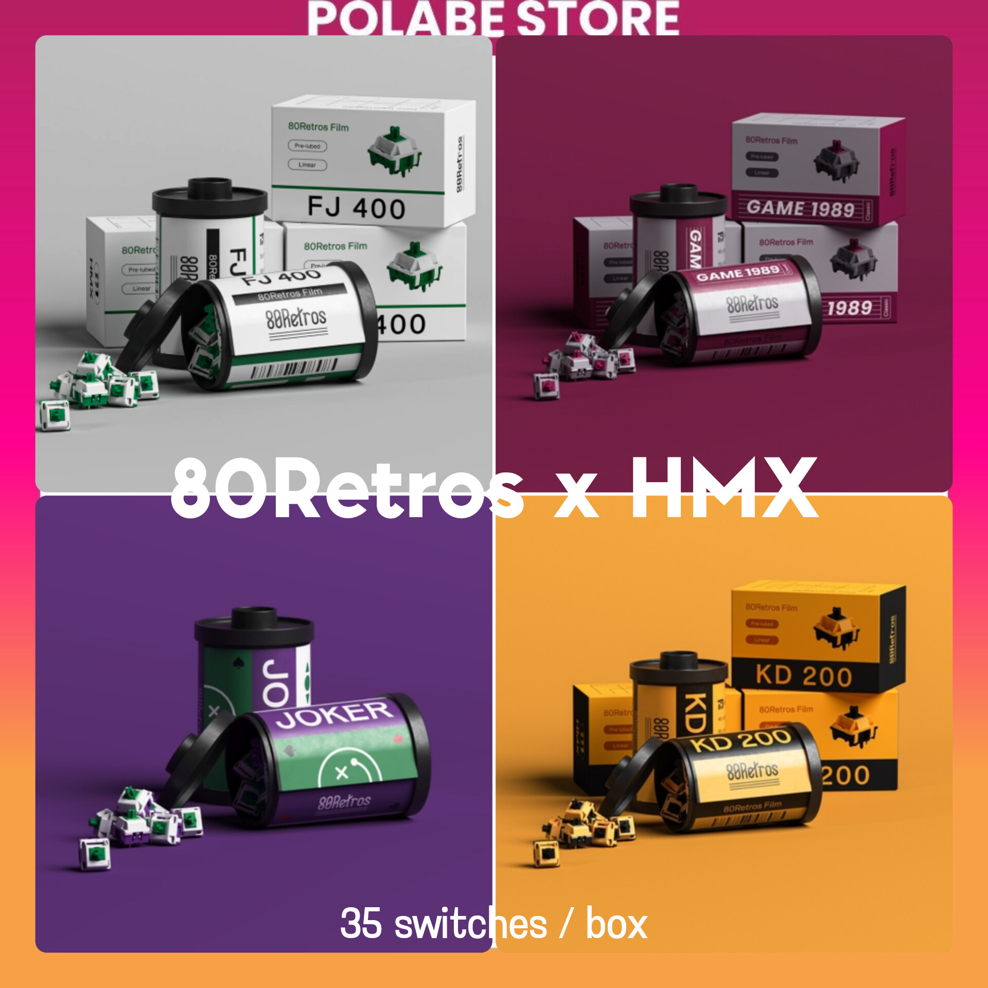 80 Retros HMX Game 1989 Switch Film FJ400 KD200 linear Switch Joker KD ...