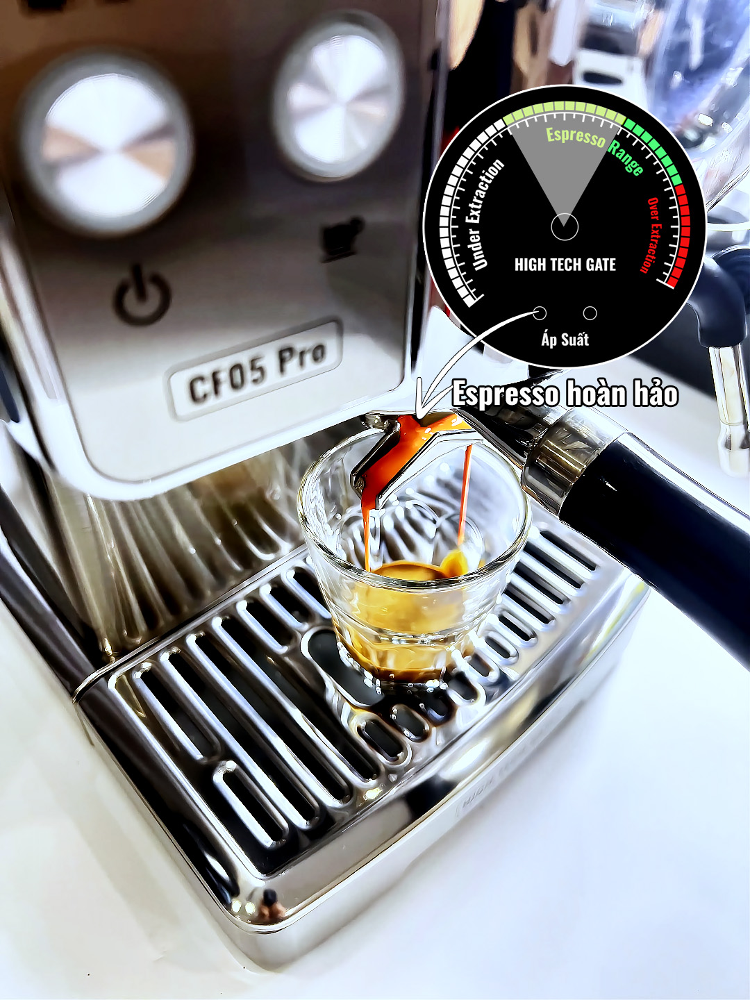 Máy Pha Cà Phê CF05 PRO – Tự Động Pha Espresso và Coldbrew, Họng 58mm, Tay Inox, Định Lượng ...