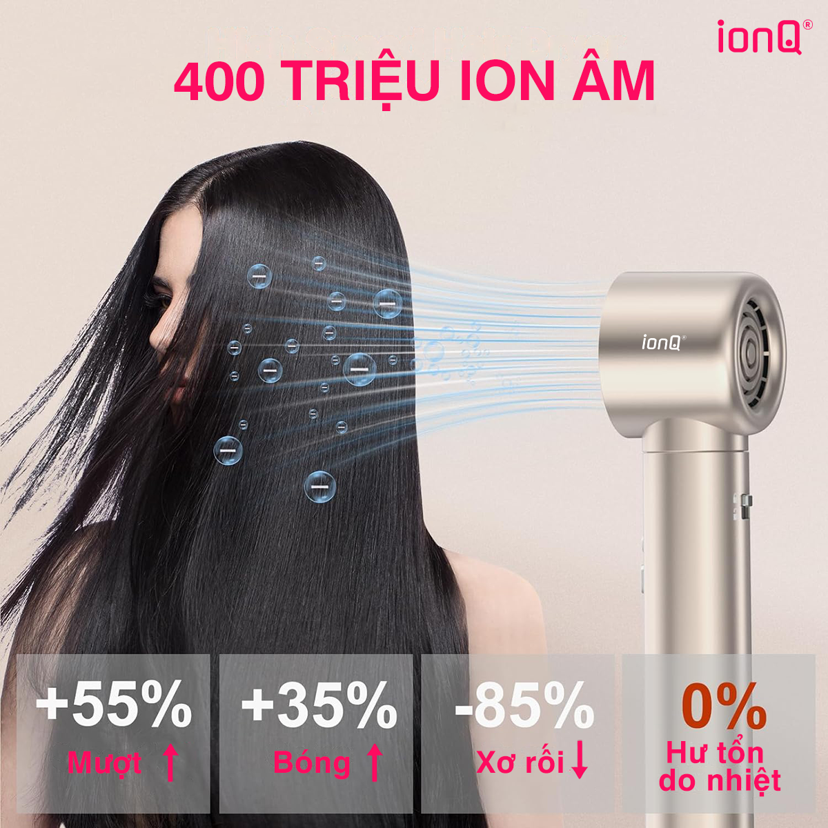 Máy sấy tóc ion âm tạo kiểu ionQ MultiStyle 6 trong 1 tốc độ cao nhanh khô bảo vệ tóc bóng mượt ...
