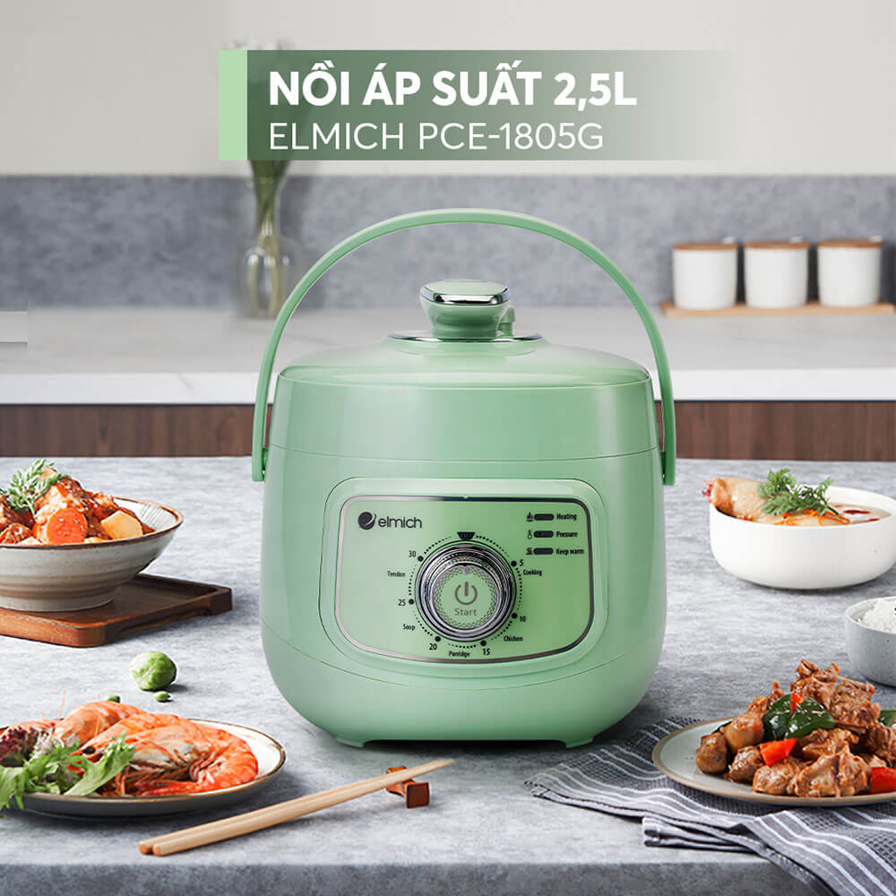Nồi áp suất Elmich PCE-1805 dung tích 2,5L ( Phiên bản màu xanh ...