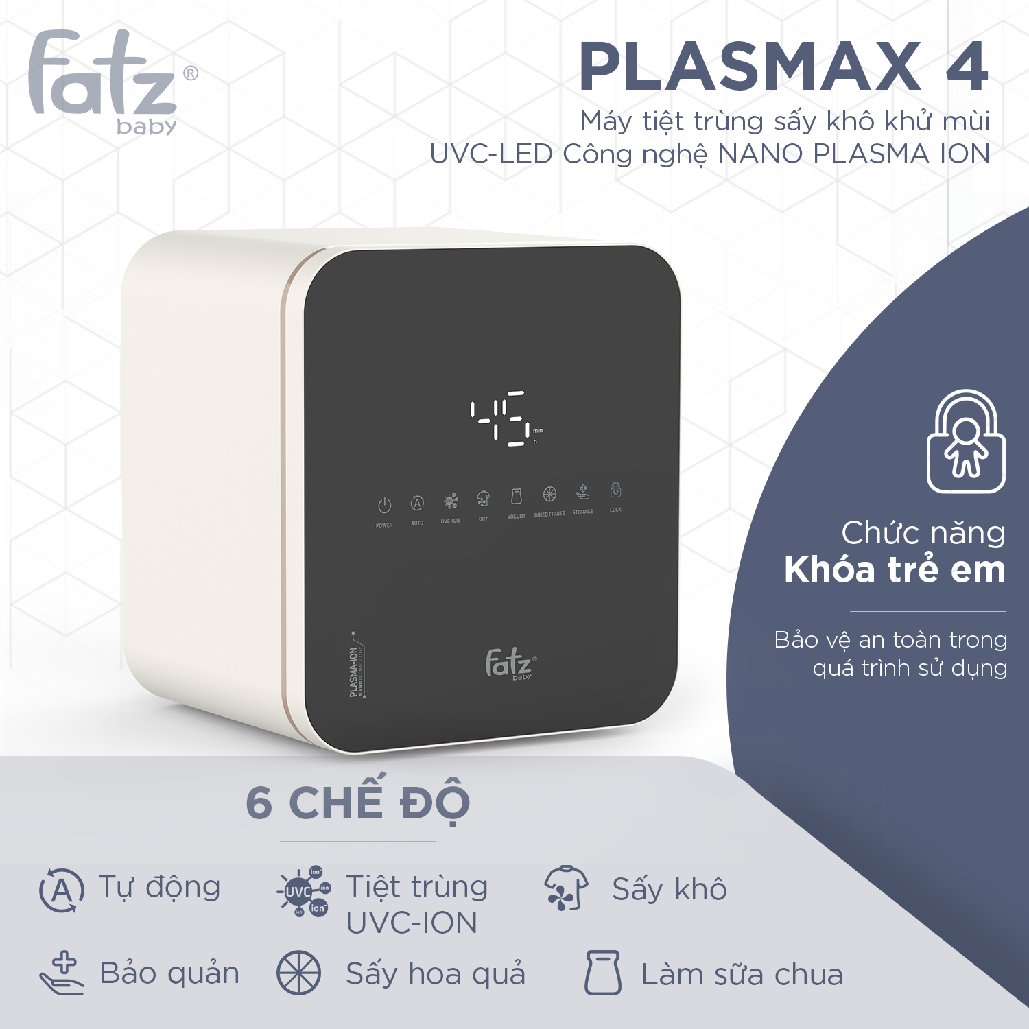 Máy tiệt trùng sấy khô khử mùi UVC-LED Nano Plasma Ion Fatzbaby PLASMAX ...