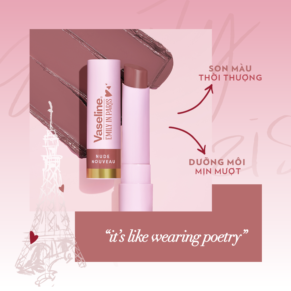 [PHIÊN BẢN GIỚI HẠN] Combo 2 Son dưỡng môi Vaseline Emily In Paris Nude ...