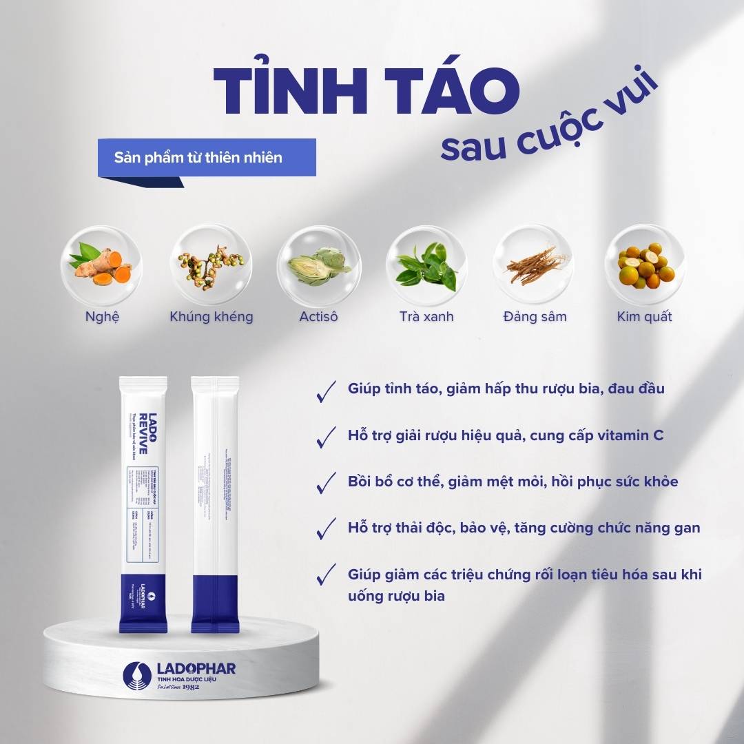 Nước giải rượu Lado Revive, hỗ trợ thải độc, làm mát gan, hỗ trợ làm ...