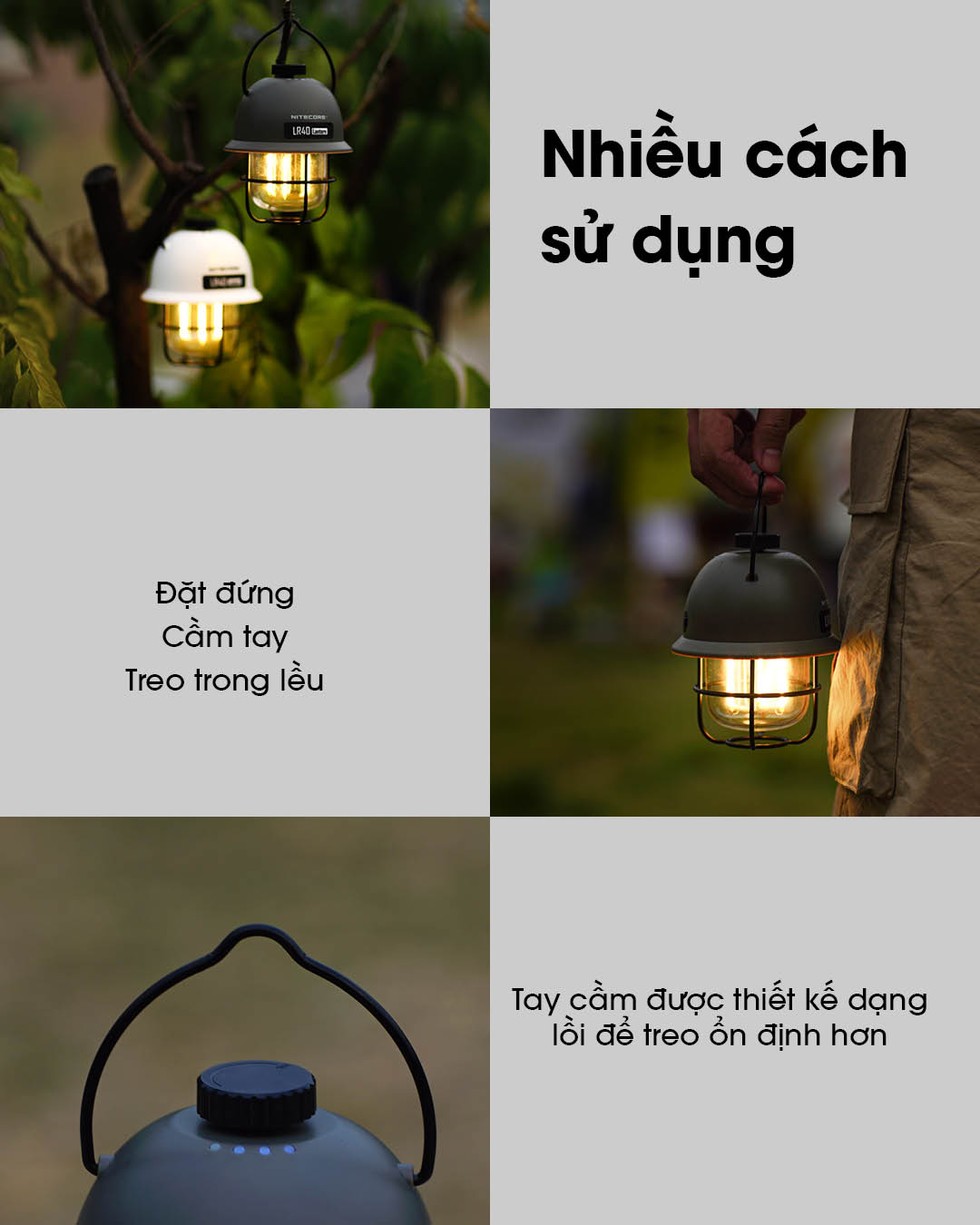 Đèn pin cắm trại NITECORE LR40 sáng 100 lumen pin 4000mAh Powerbank ...