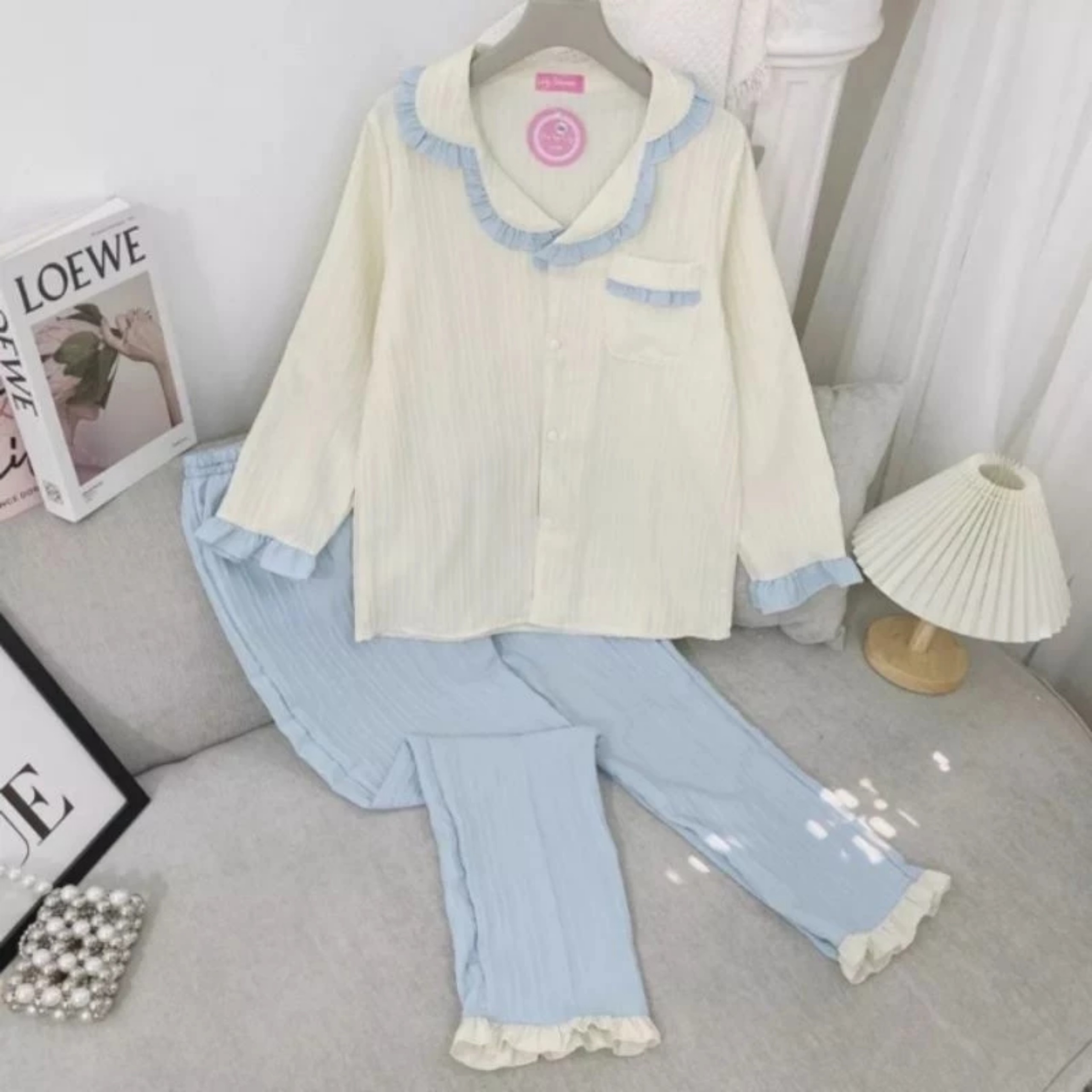 Đồ bộ nữ pijama chất xốp gân dài tay mặc nhà cao cấp CARY | Shopee Việt Nam