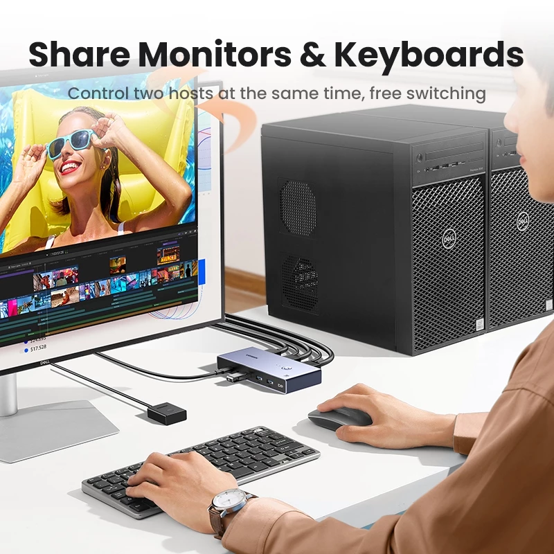 Bộ Chuyển Đổi Nguồn Điện 8K 60Hz DP1.4 KVM KVM 2 Trong 1 + 3 * USB-A ...