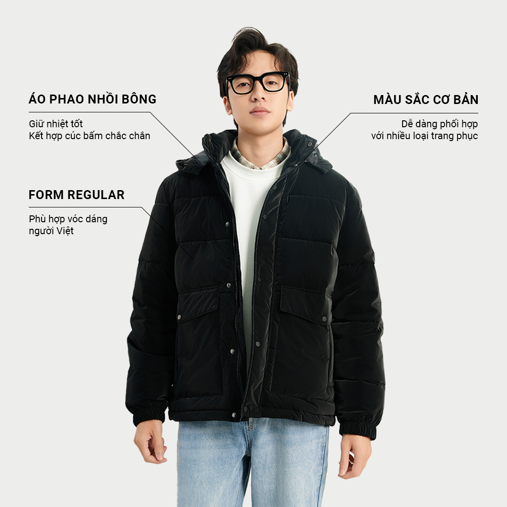 Áo Khoác Phao Nhồi Bông Nam KRIK Form Regular Chất Liệu Polyeste Cao ...