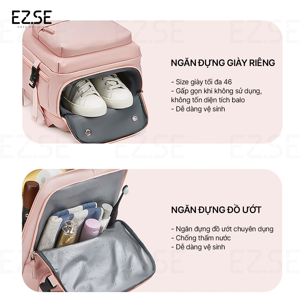 Balo du lịch cao cấp chống nước chống sốc laptop EAZY BLA08 có ngăn đựng giày , Balo đựng laptop ...
