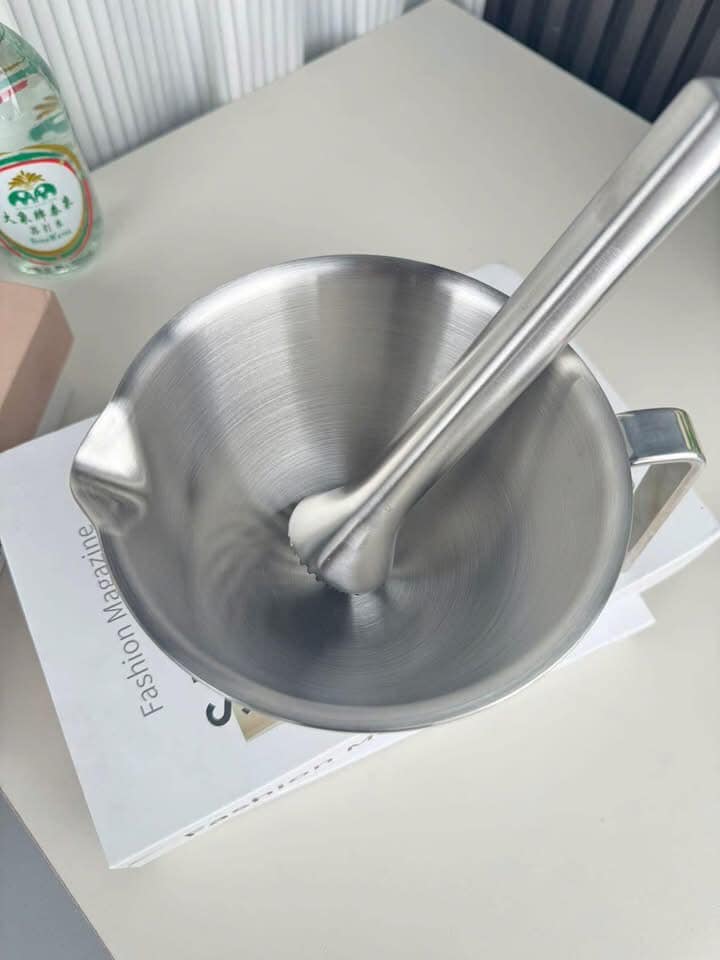 Bộ Chày Cối Nghiền CHOCKMEN Inox 18/10 Kiêm Ca Đong 13.5cm Chày Cối Giã ...