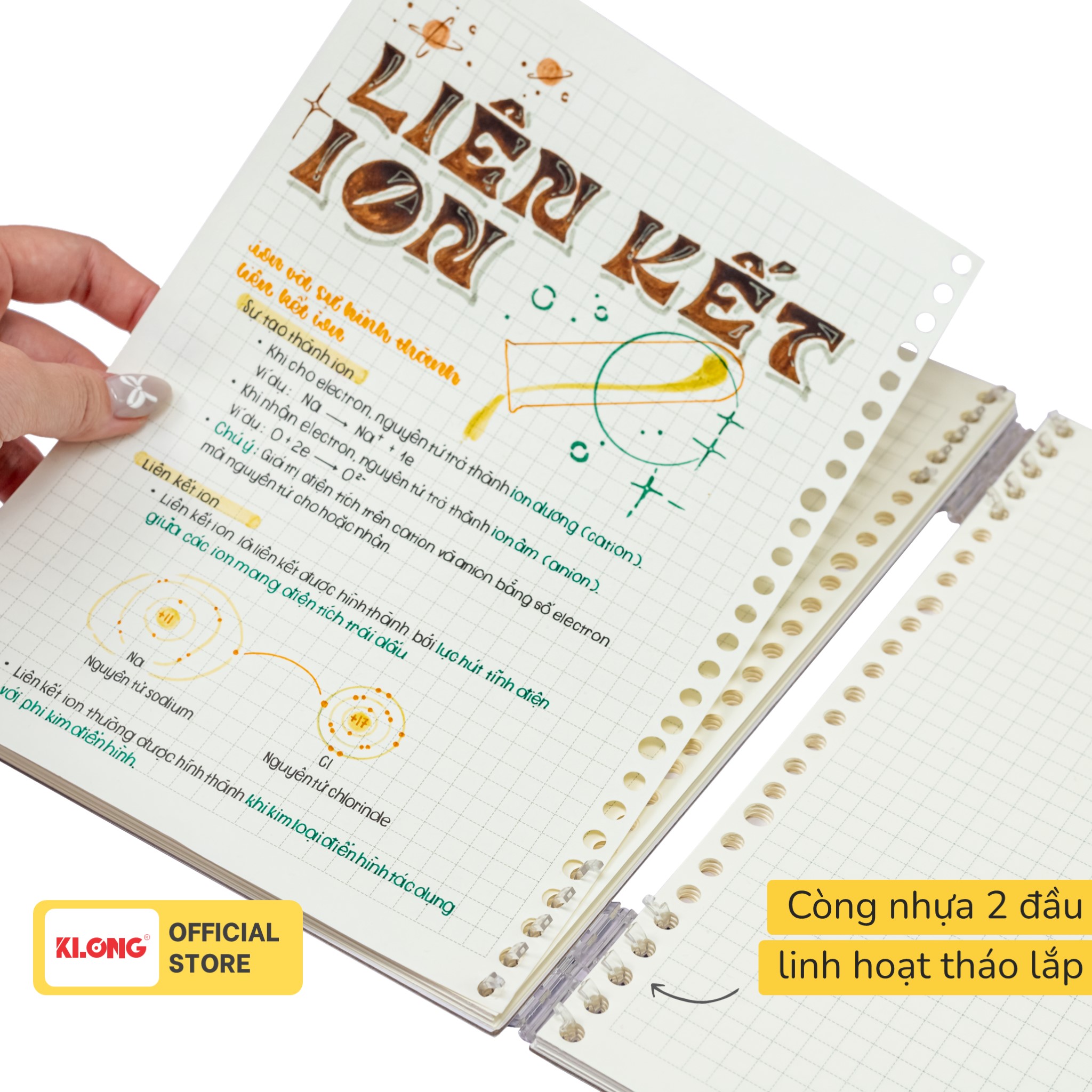 Sổ còng nhựa 2 đầu Lite Binder Dash Caro Dot Line KLONG B5 120 trang 100/76; MS: 809, 810 ...