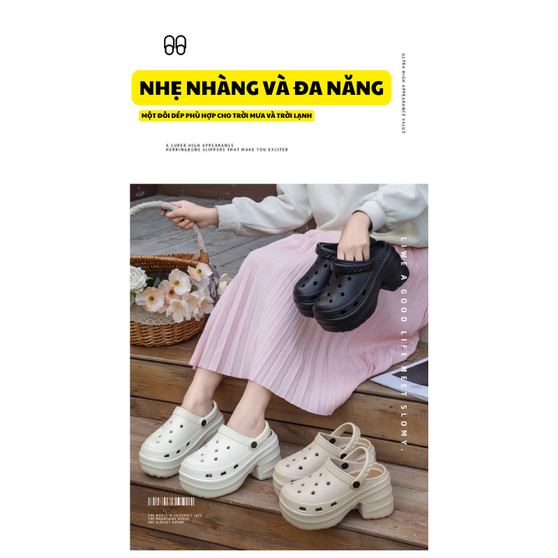 Dép Sục Cros 10 CM Đế Khuyết Tôn Dáng Cực Đẹp Nhiều Màu Cơ Bản TRANGBIHUE | Shopee Việt Nam