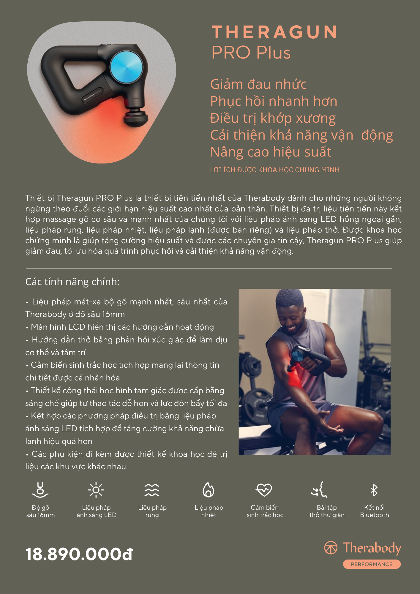 THERABODY Máy Massage Theragun PRO Plus Gen 6, Thiết bị Trị Liệu Đa ...
