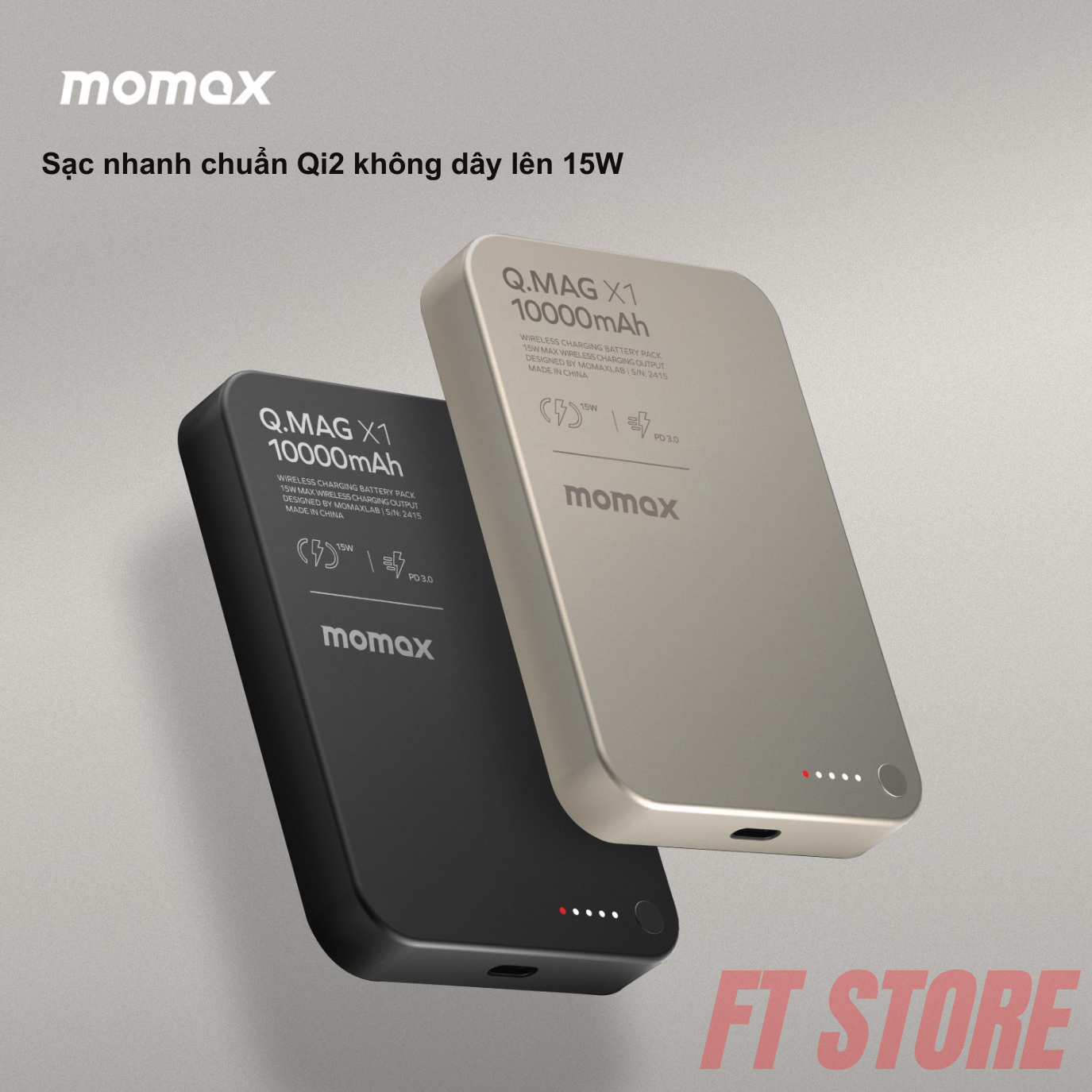 Sạc Dự Phòng 10.000mAh Không Dây Từ Tính MOMAX Q.Mag X1 PD 20W | Qi2 15W |BH12T 1 Đổi 1 IP117 ...