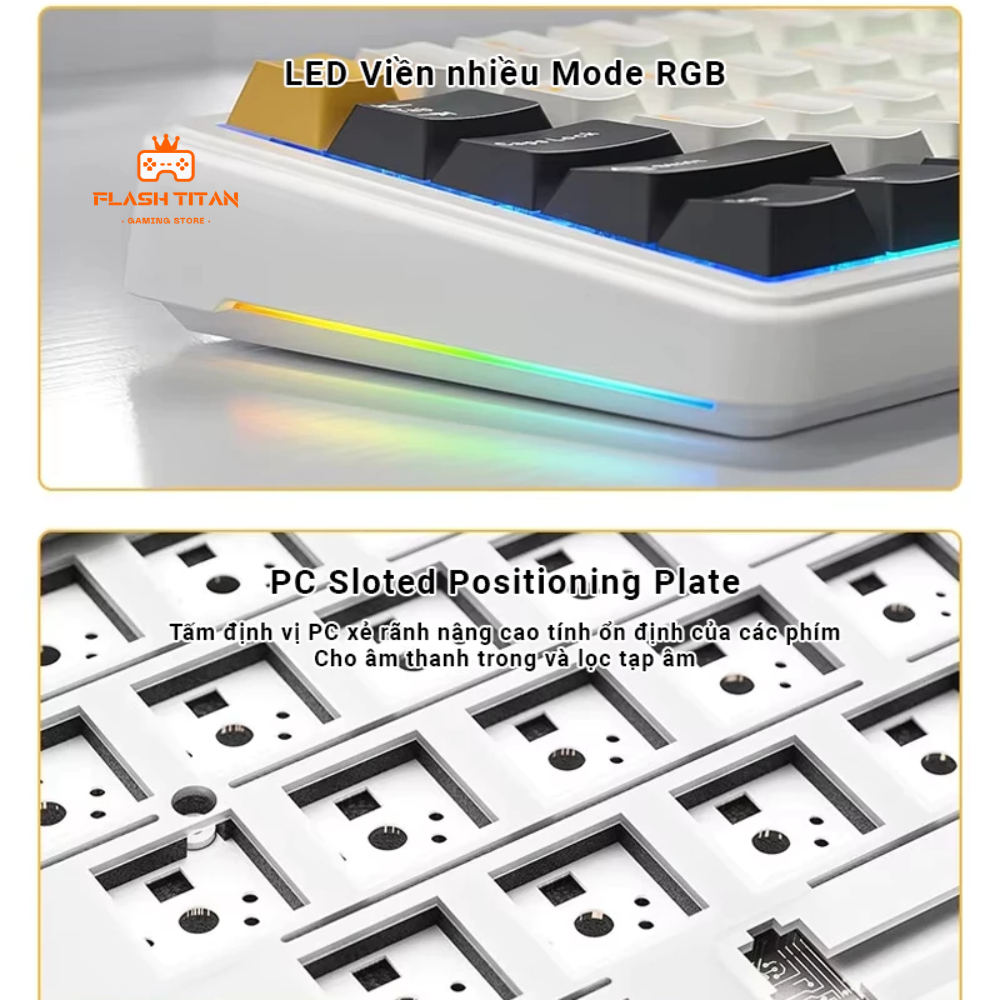 Bàn phím cơ không dây Aula F65 - Hỗ trợ hotswap - 3 mode kết nối - LED ...