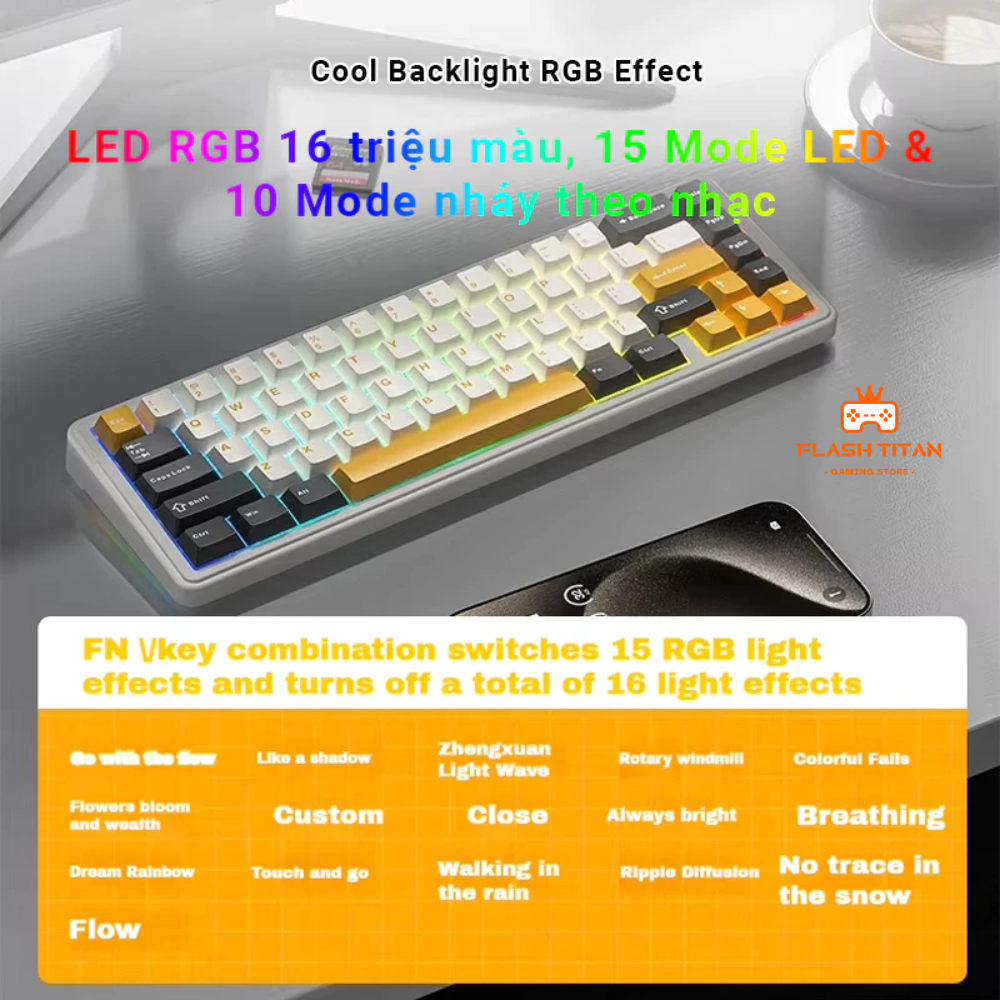 Bàn phím cơ không dây Aula F65 - Hỗ trợ hotswap - 3 mode kết nối - LED RGB mạch xuôi | Shopee ...