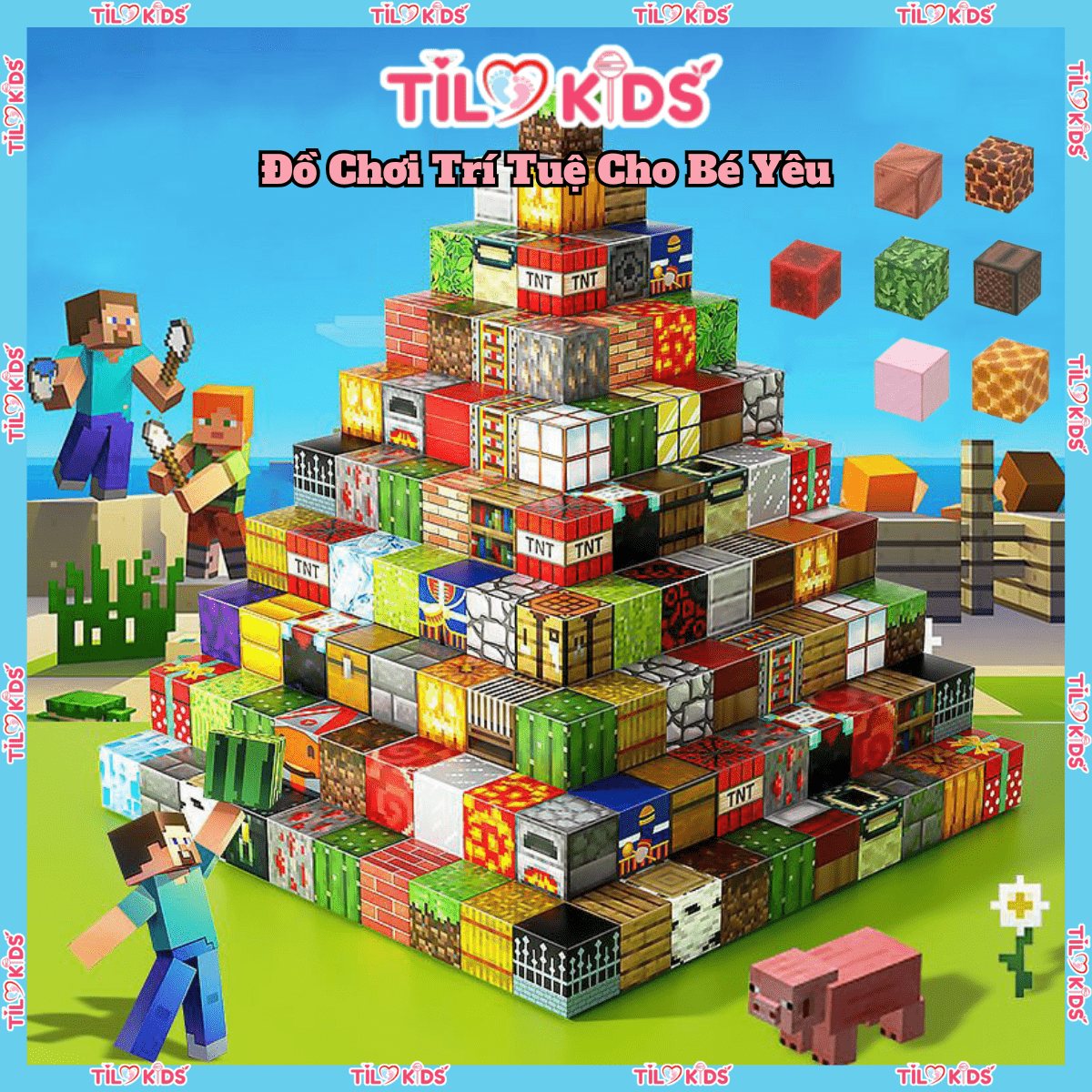 Đồ chơi khối nam châm từ tính Minecraft, Block Minecraft nam châm_Đồ ...