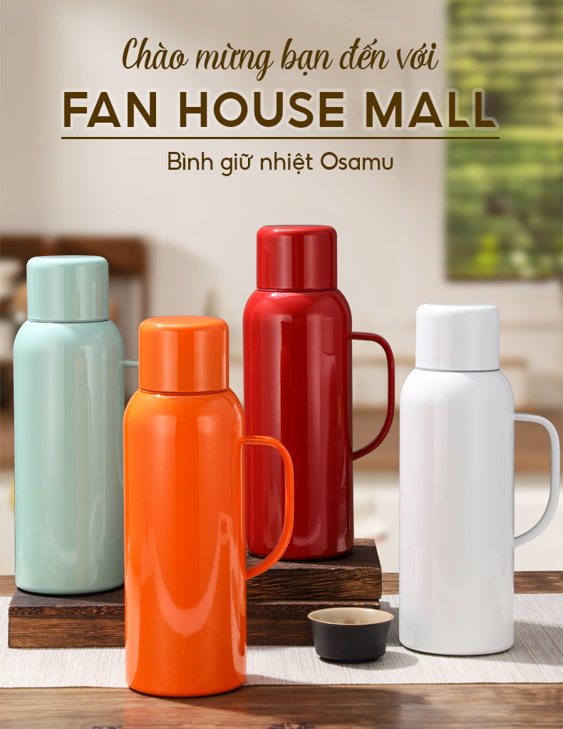 Bình giữ nhiệt Osamu inox 316 cao cấp, Fan House phích nước giữ nhiệt 820ml có màn hình đo nhiệt ...