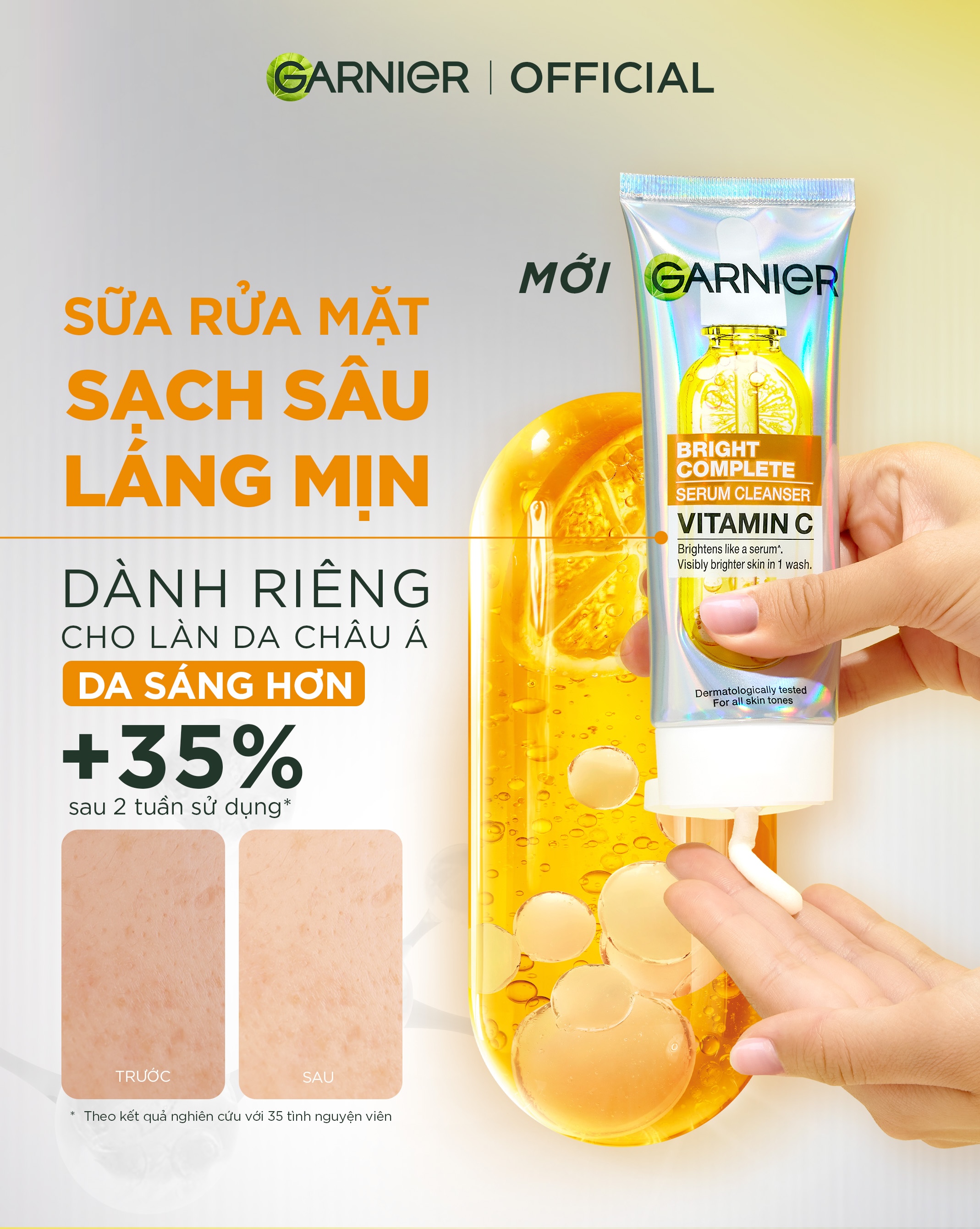 Sữa Rửa Mặt Sạch Sâu Sáng Mịn & Dịu Nhẹ Garnier Bright Complete Serum ...