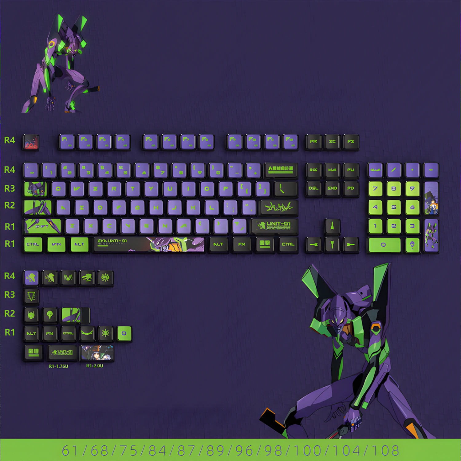 Keycap Pudding Cho Bàn Phím Cơ Pudding Side Transparent Evangelion Unit ...