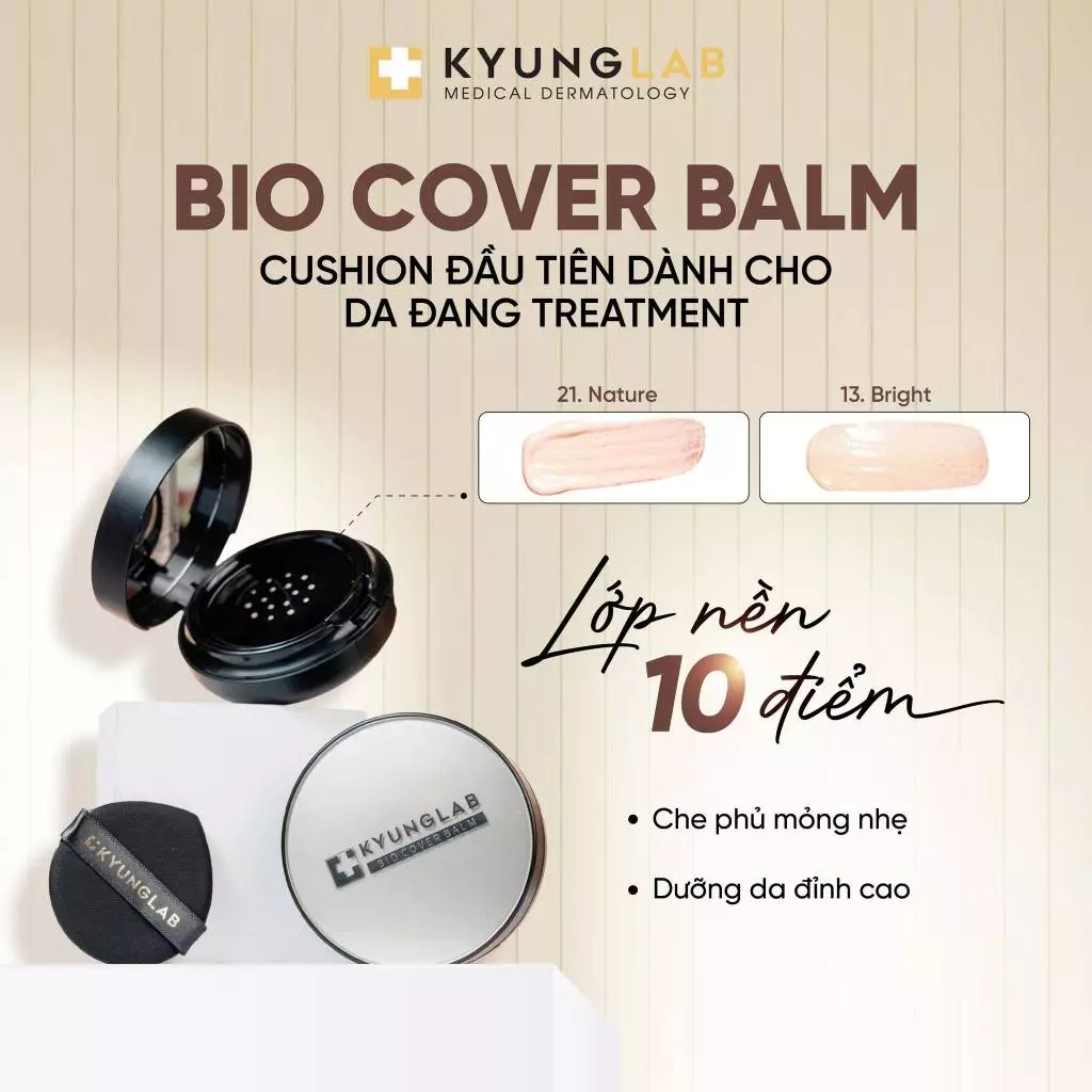 Phấn nước Cushion KyungLab Bio Cover Balm tone sáng hồng mỏng mịn kiềm ...