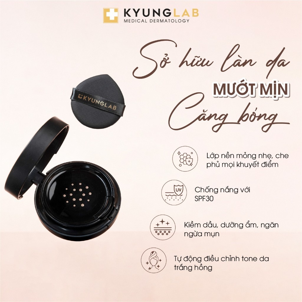 Phấn nước Cushion KyungLab Bio Cover Balm tone sáng hồng mỏng mịn kiềm ...