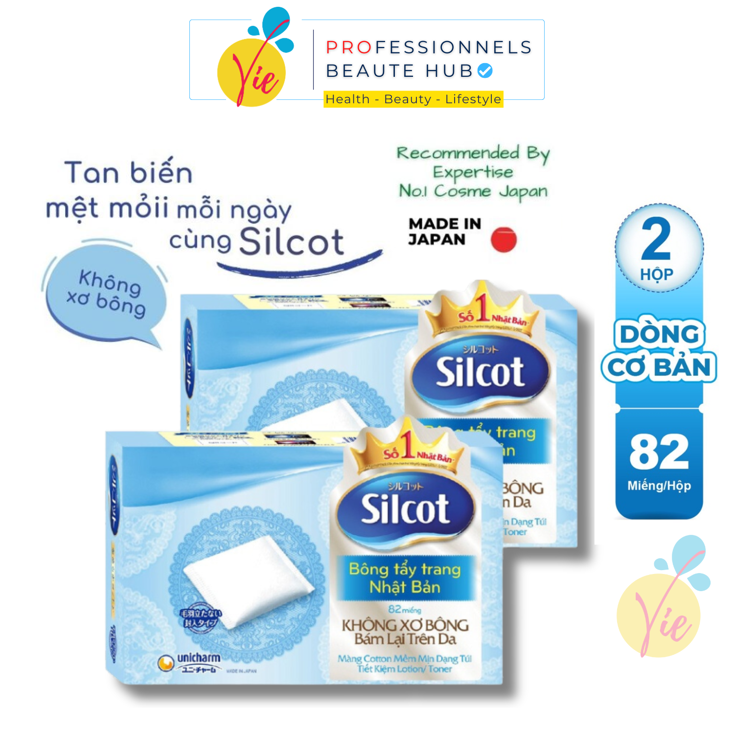 COMBO 2 HỘP BÔNG TẨY TRANG SILCOT JAPAN Hộp 82 miếng - Silcot Unicharm ...