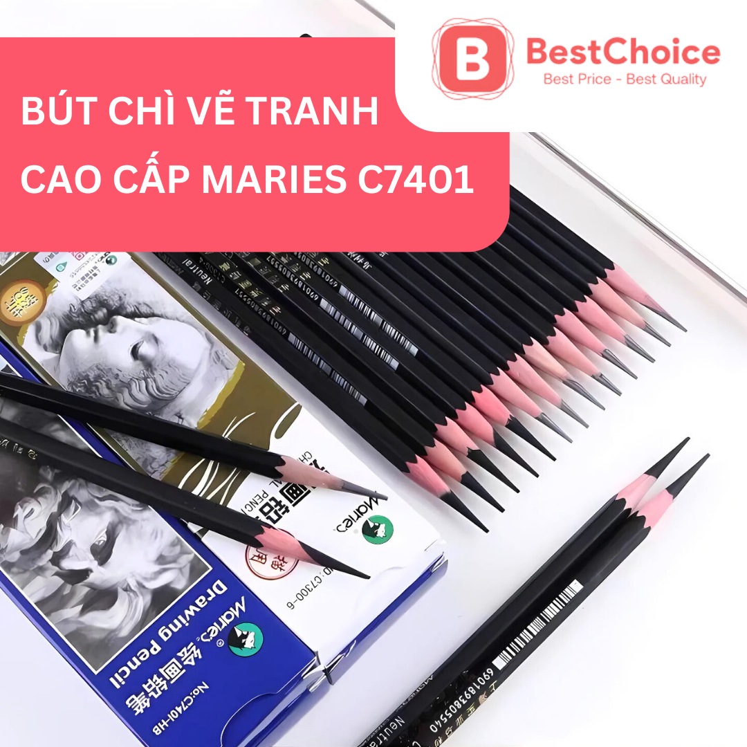 Bút Chì Vẽ Tranh Cao Cấp MARIES C7401 HB, 2B, 4B, 6B, 8B, 14B , Bút Chì ...