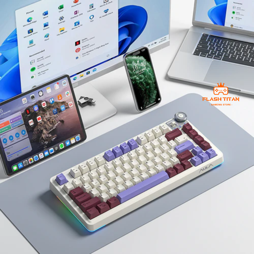 Bàn phím cơ không dây AULA AU75 - 3 mode kết nối tiện lợi - LED RGB nhiều chế độ - Hỗ trợ ...