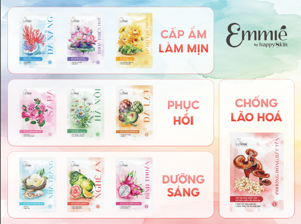 Hộp 10 mặt nạ sinh học phôi dừa Mask Emmié by HappySkin 5 năm Collection 25G x 10mask | Shopee ...