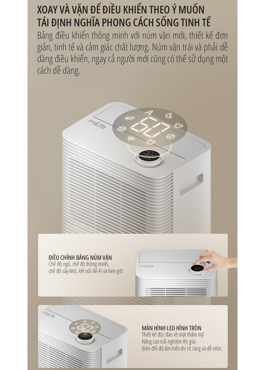 Máy hút ẩm kiêm sấy khô quần áo thông minh miLife 16L kết nối app Mihome - Bảo hành 12 tháng ...