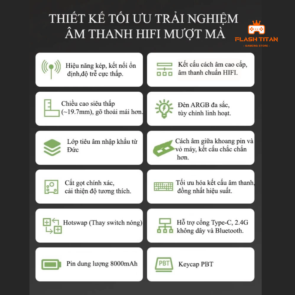 Bàn phím cơ không dây RICCKS RS8 HIFI - QMK/VIA Chính Hãng - 3 mode kết nối - LED RGB nhiều chế ...