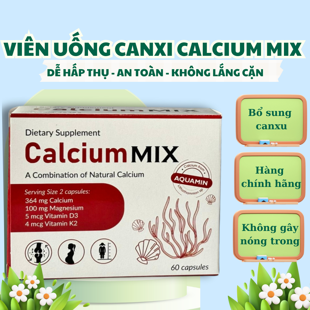 Viên Uống Canxi Calcium MIX_Bổ Sung Canxi,Magie,Vitamin D3 Cho Xương Chắc Khỏe & Ngăn Ngừa Loãng ...