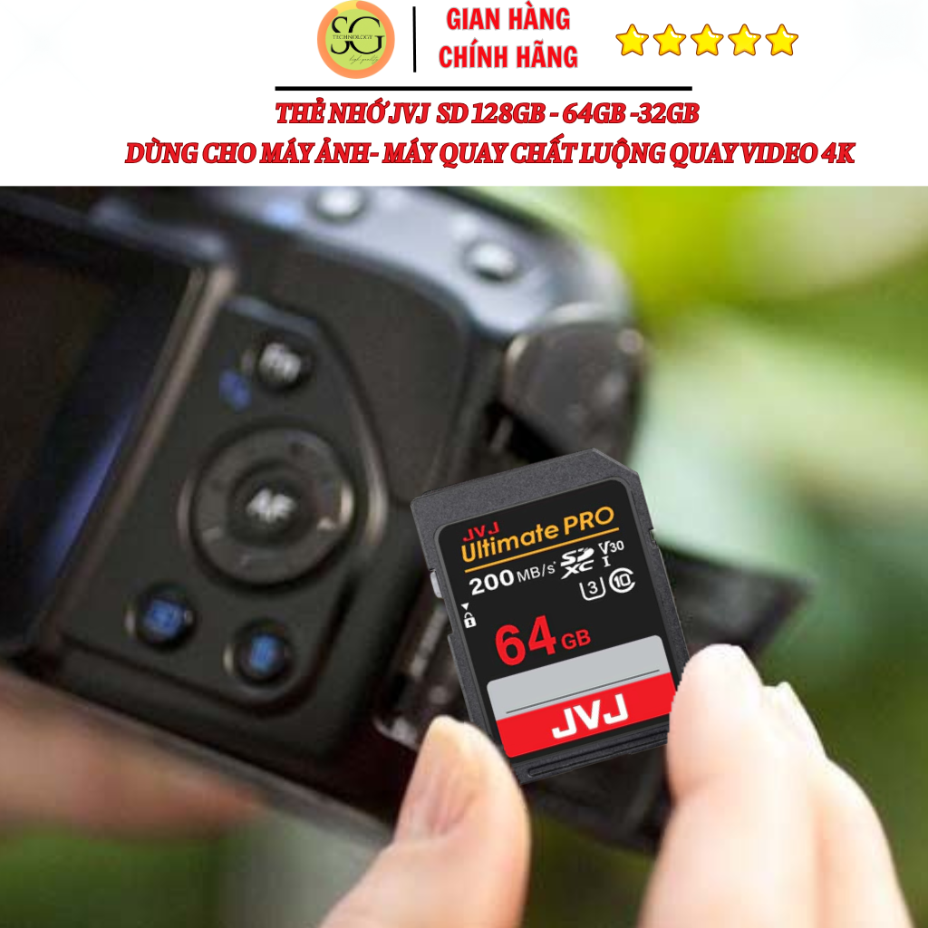 Thẻ nhớ SD 16G 32G 64G 128G JVJ Ultimate Pro Chuẩn V30 U3 Class10 100MB/s sử dụng máy ảnh, quay ...