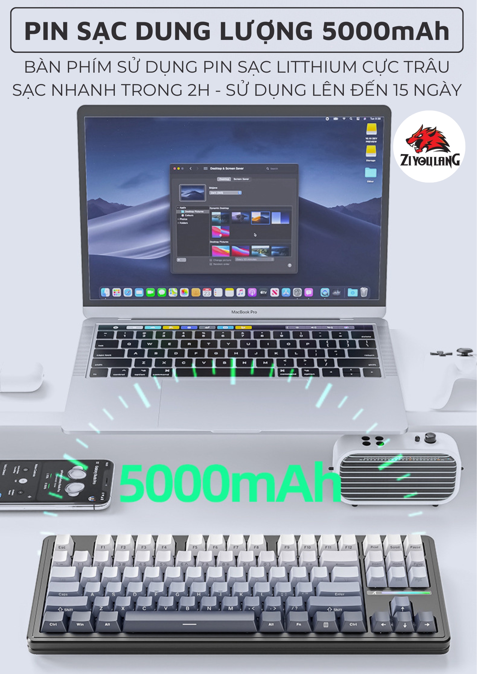 Bàn Phím Cơ Bluetooth Gaming ZiyouLang XINMENG XM87 VIP PRO V2 Nâng Cấp ...