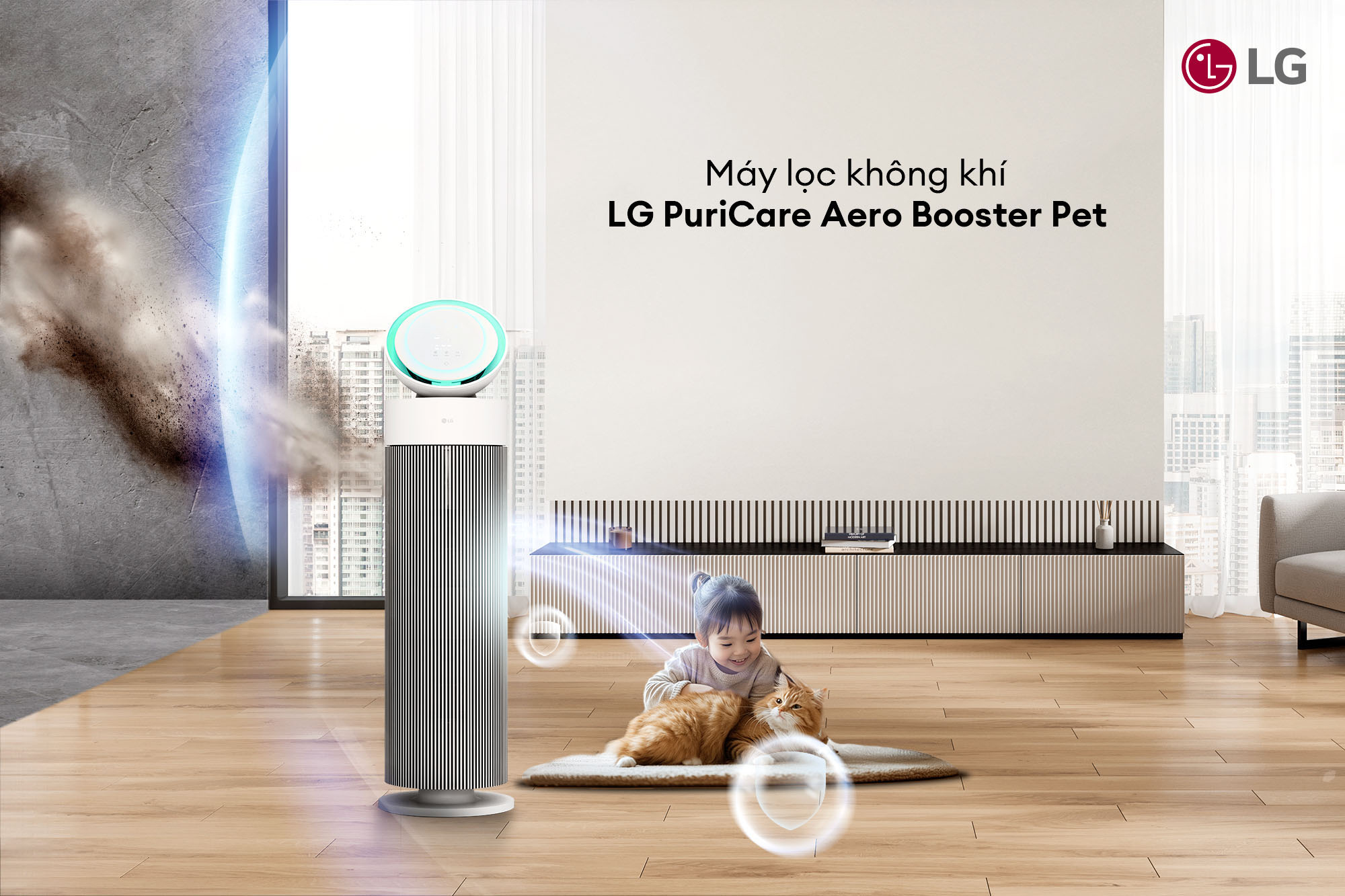 Máy lọc không khí LG PuriCare Aero Booster Pet AS55GGSY0.ABAE - Bảo hành Chính Hãng 12 tháng ...