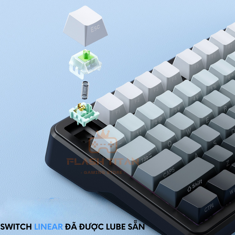 Bàn phím cơ không dây Dark Alien K820 - Hỗ trợ hotswap - 3 mode kết nối - Có núm xoay, mạch xuôi ...